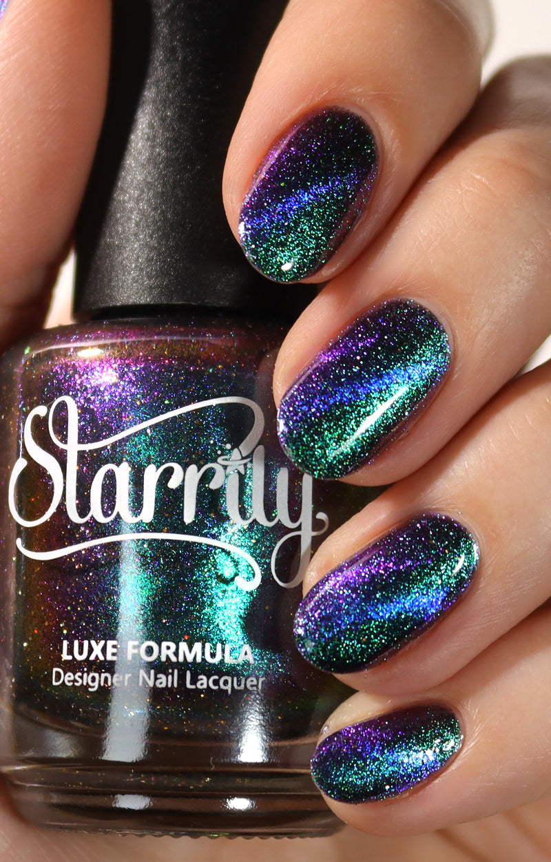 Geomagnetic Storm Sights, Green Purple Magnetic Multichrome NailPolish