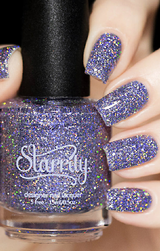 Starrily Damsel - Purple Lilac Glitter Holographic Nail Polish - 15 ml