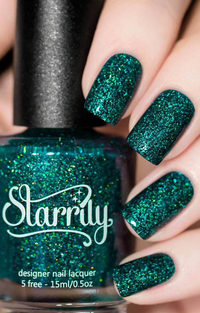 Starrily Everest - Dark Green Holographic Flake Nail Polish - 15 ml